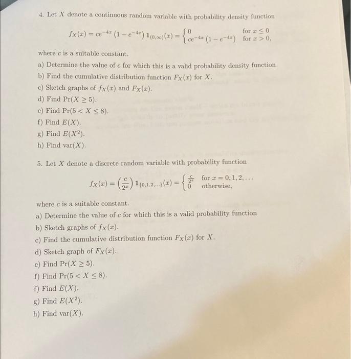 Solved 4. Let X denote a continuous random variable with | Chegg.com