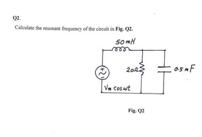 Solved Q2. Calculate the resonant frequency of the circuit | Chegg.com
