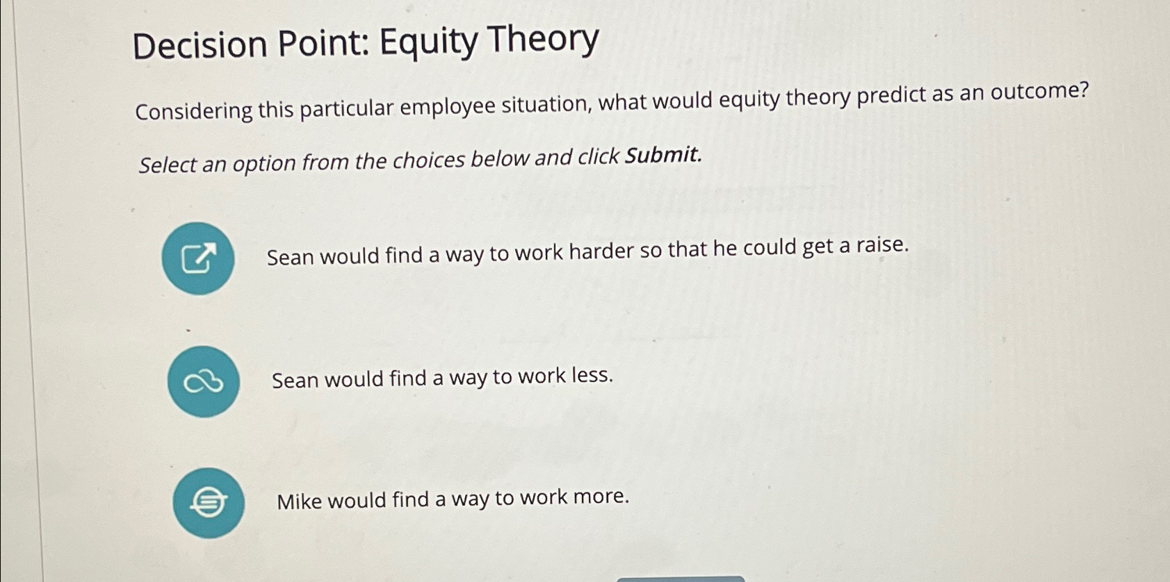 Solved Decision Point: Equity TheoryConsidering this | Chegg.com