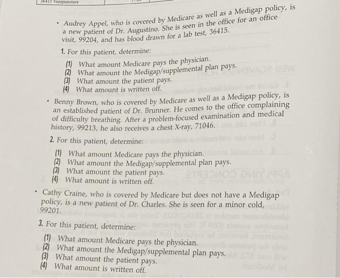 30415 Venipuncture Audrey Appel, who is covered by | Chegg.com