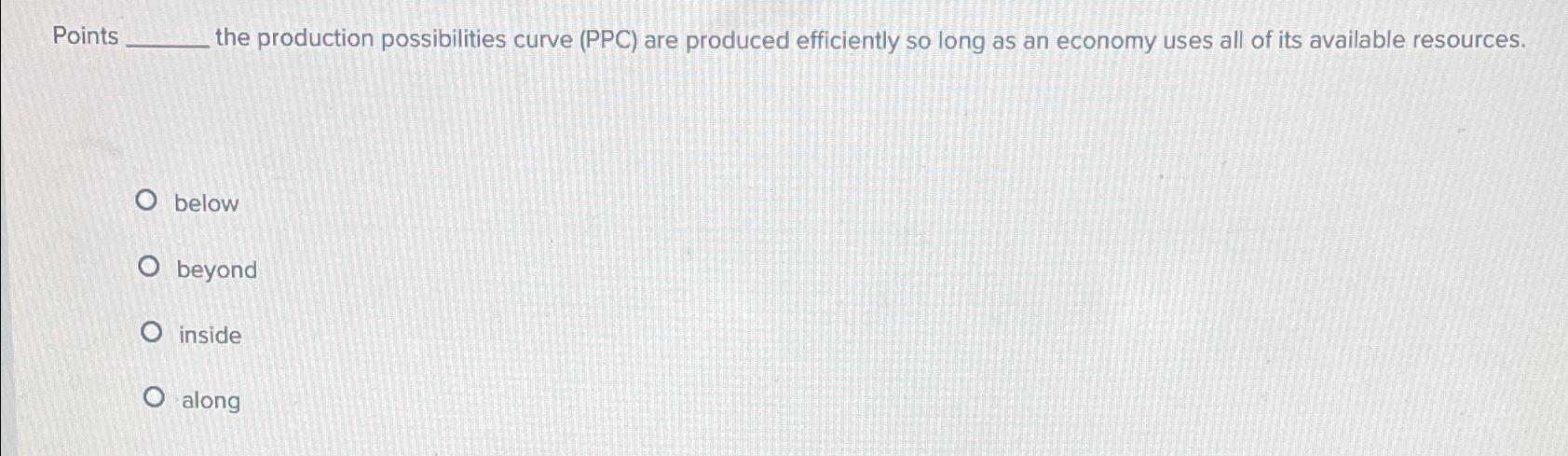 Solved Points the production possibilities curve (PPC) ﻿are | Chegg.com
