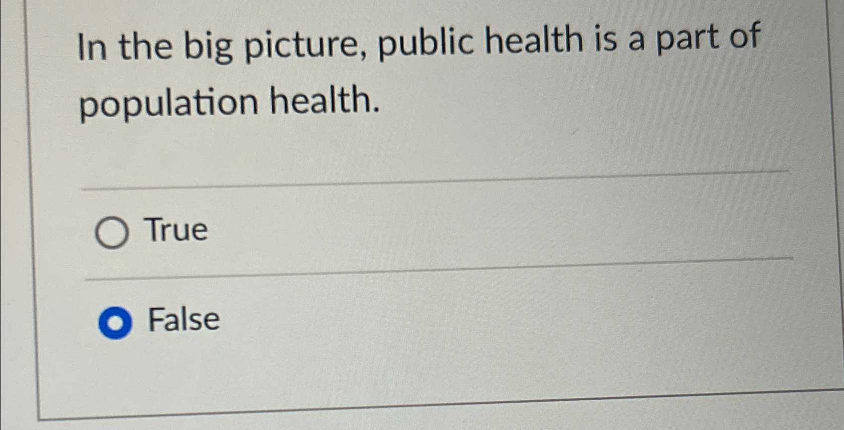 Solved In the big picture, public health is a part of | Chegg.com