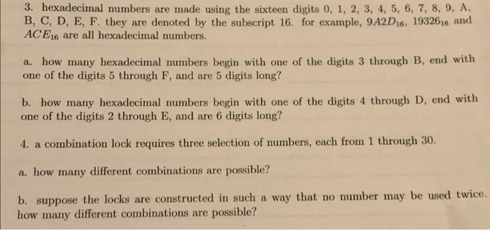 Solved 3. hexadecimal numbers are made using the sixteen | Chegg.com