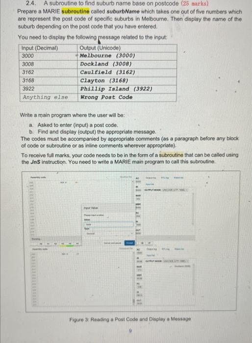 Solved 2.4. A subroutine to find suburb name base on | Chegg.com