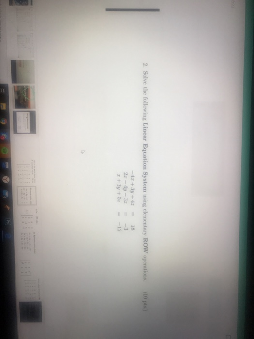 Solved 2 Solve The Following Linear Equation System Using