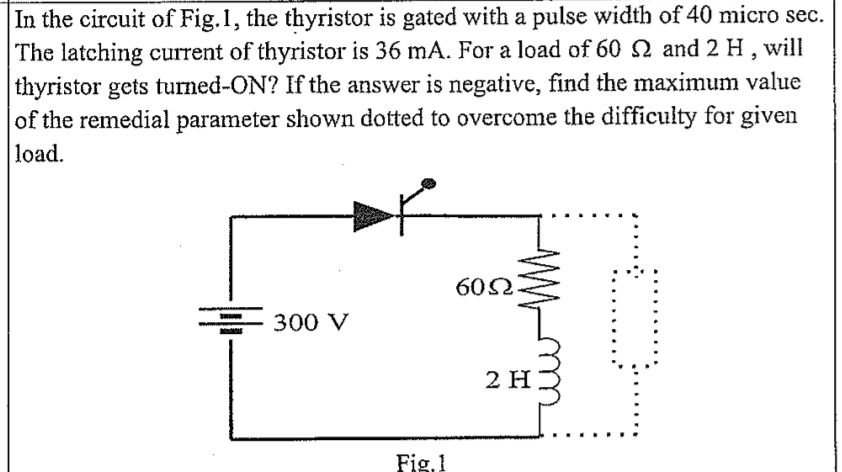 Solved In the circuit of Fig.1, ﻿the thyristor is gated with | Chegg.com