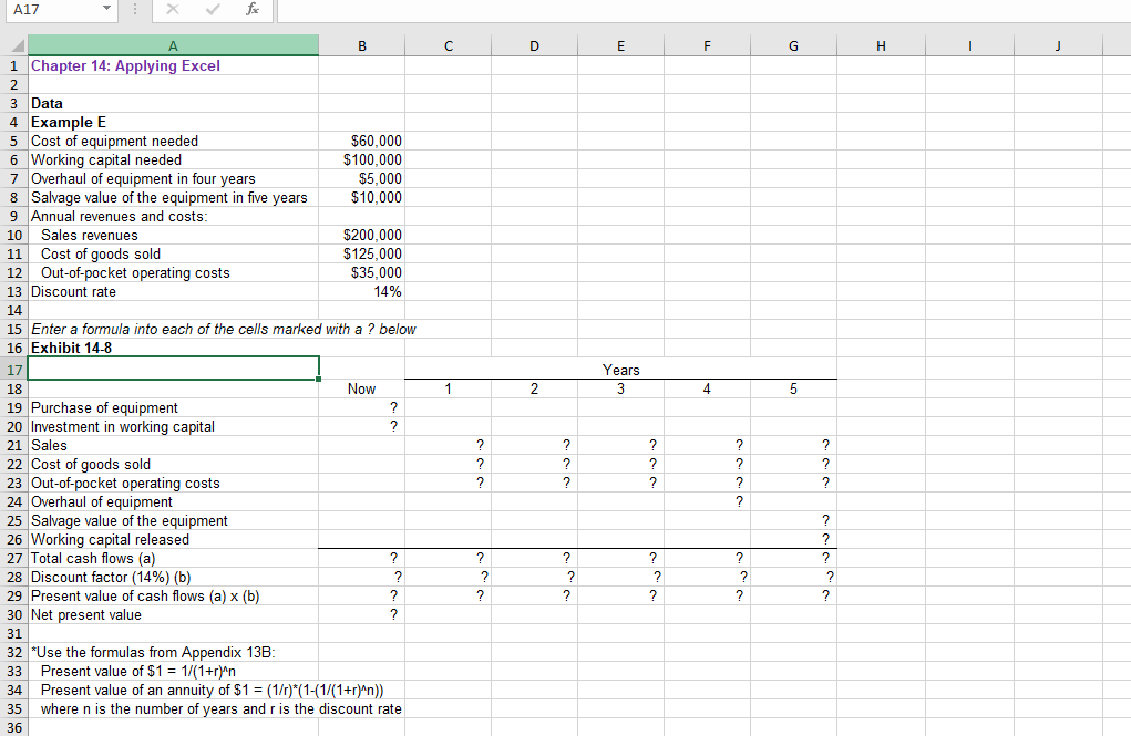 Solved Example ECost of equipment neededWorking capital | Chegg.com