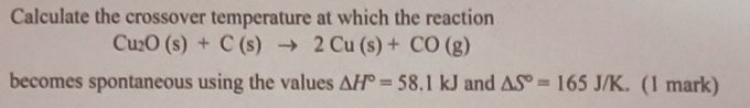 Solved Calculate the crossover temperature at which the | Chegg.com