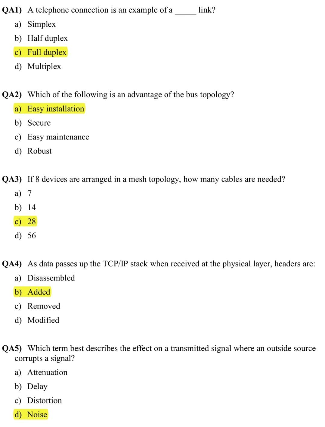 Solved link? QA1) A telephone connection is an example of a | Chegg.com