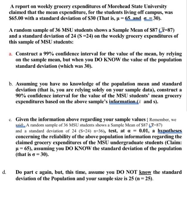 Solved A random sample of 36 MSU students shows a Sample | Chegg.com