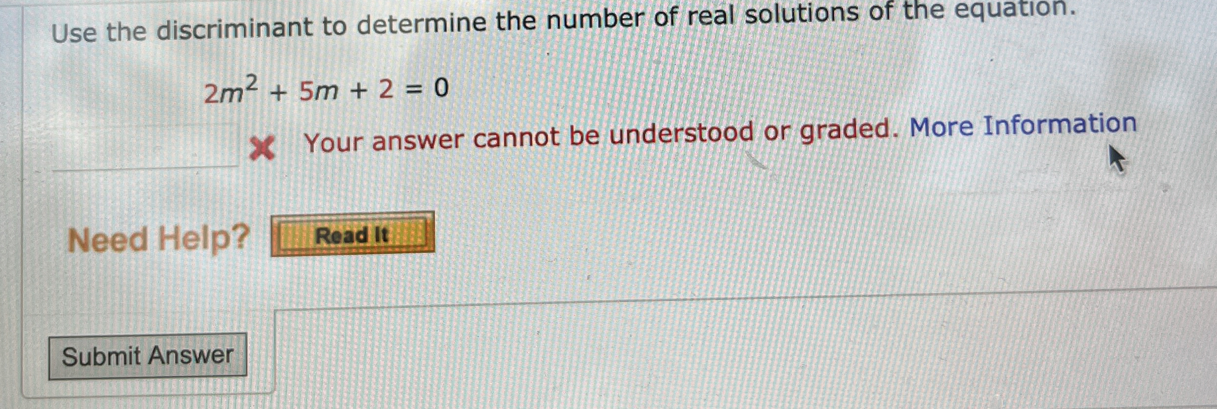 Solved Use the discriminant to determine the number of real | Chegg.com