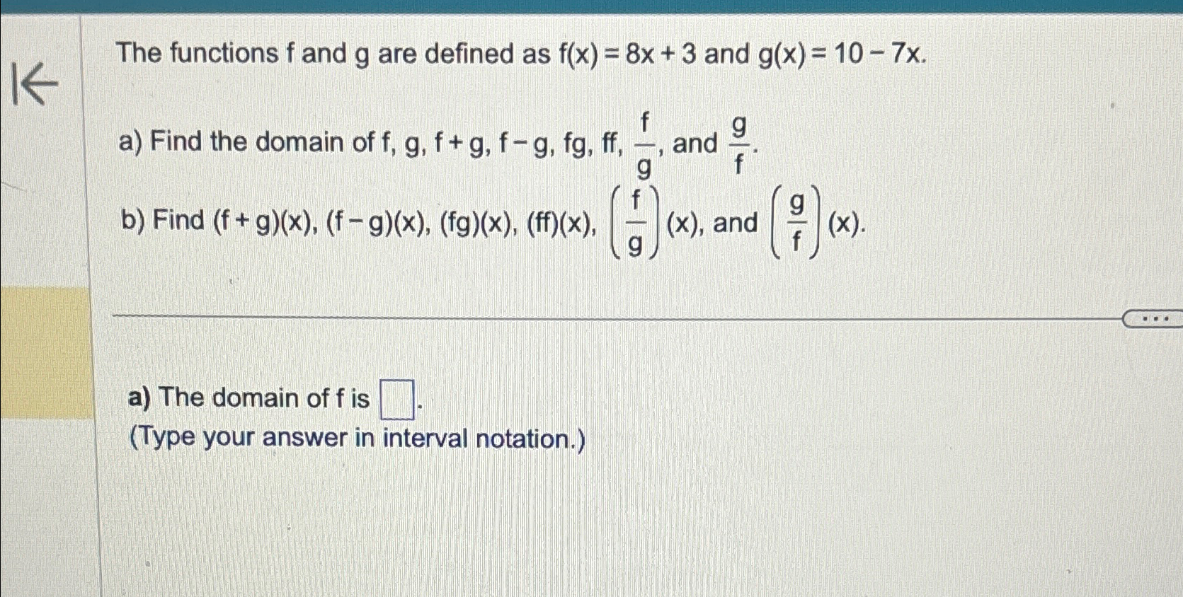 Solved The functions f ﻿and g ﻿are defined as f(x)=8x+3 ﻿and | Chegg.com