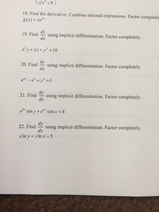 Solved 8. Find the derivative. Combine rational expressions. | Chegg.com
