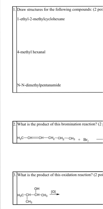 Solved Draw structures for the following compounds: (2 poi | Chegg.com