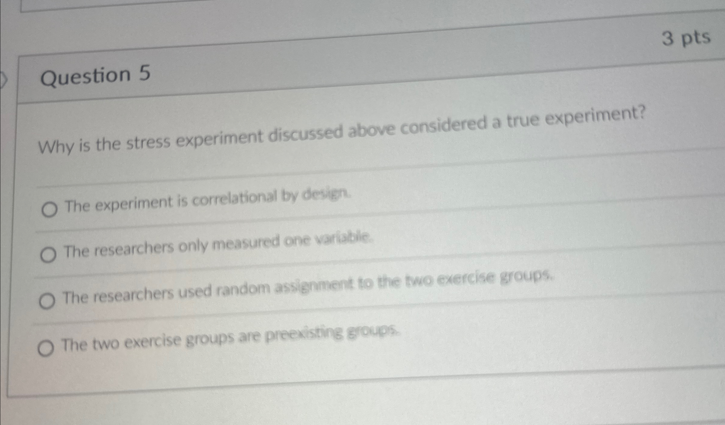 Solved Question 53 ﻿ptsWhy is the stress experiment | Chegg.com