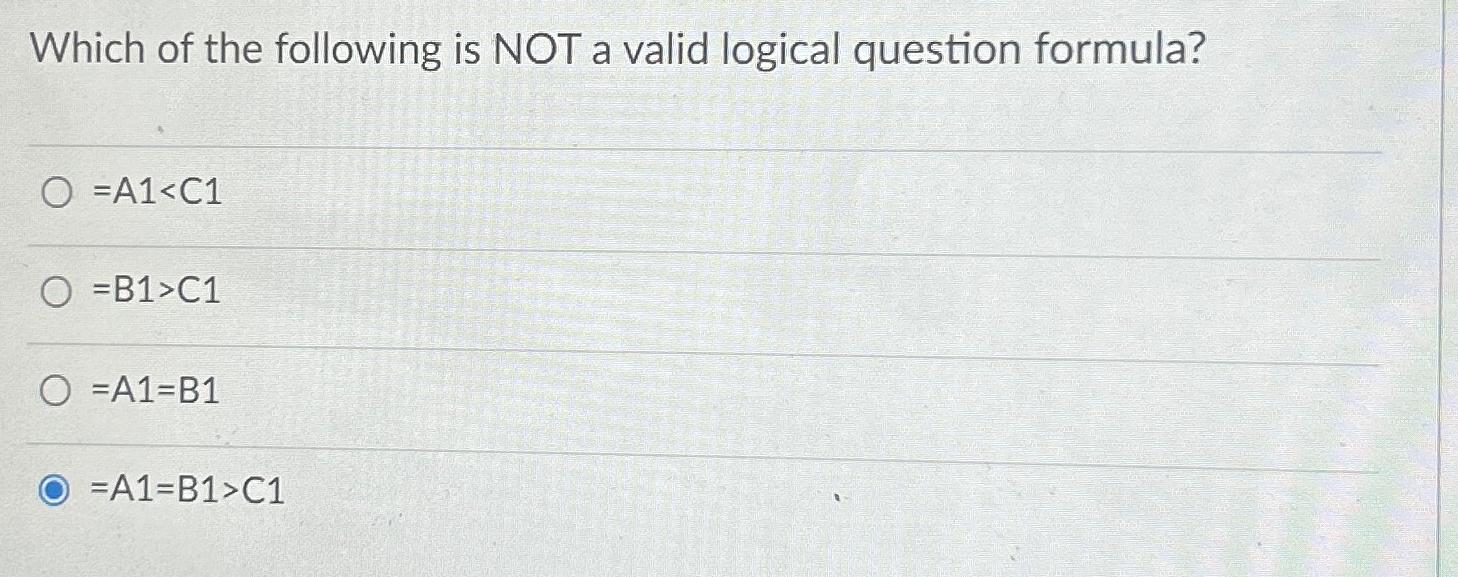 Solved Which of the following is NOT a valid logical | Chegg.com