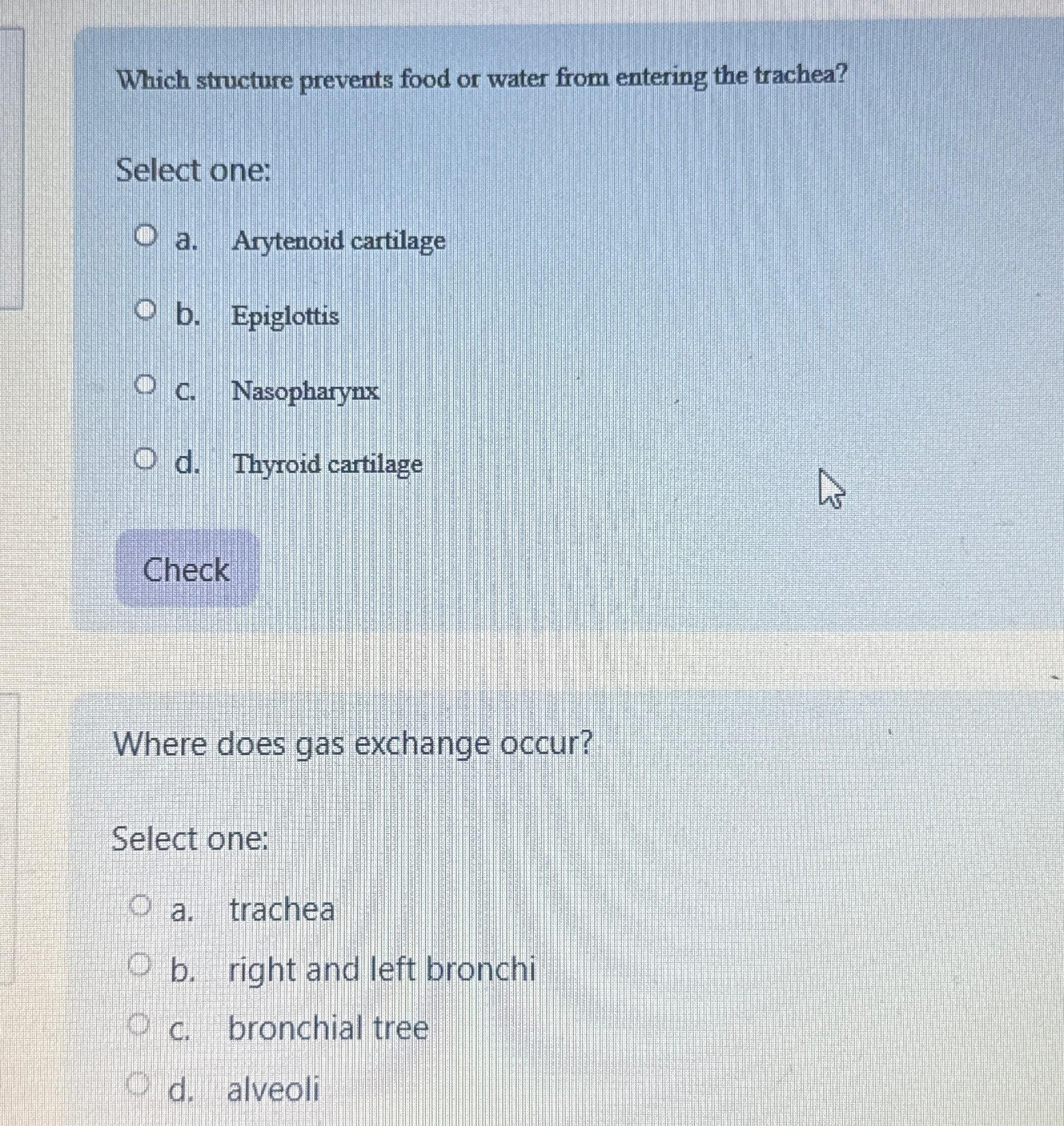 Solved Which structure prevents food or water from entering | Chegg.com
