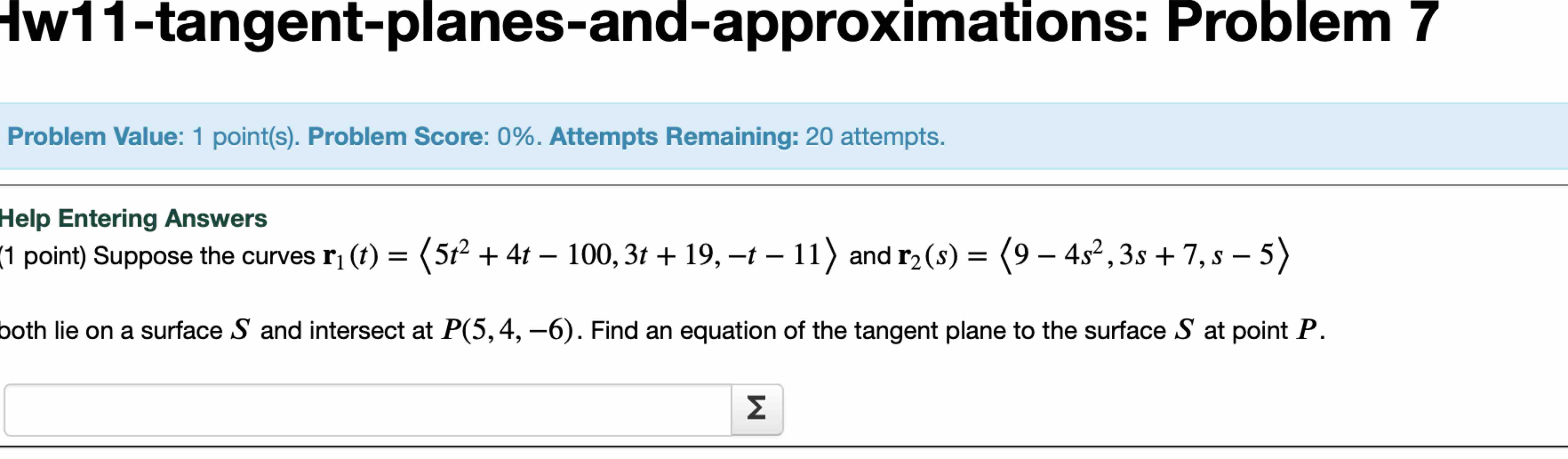Solved Help Entering Answers(1 ﻿point) ﻿Suppose the curves | Chegg.com