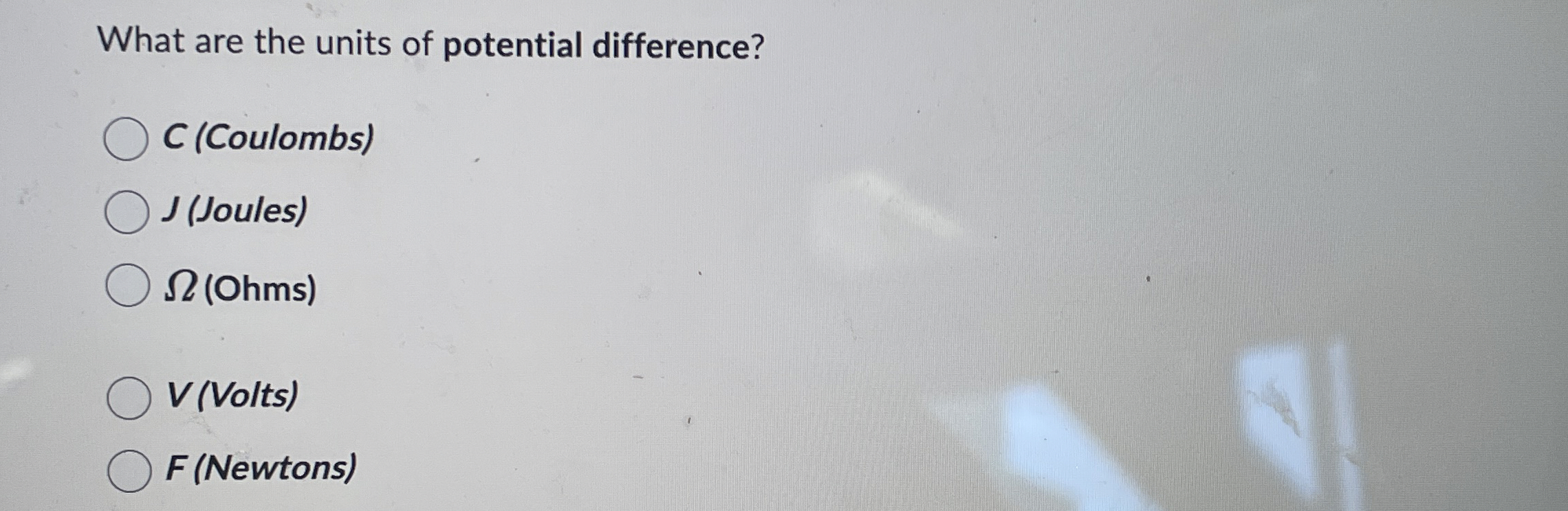 Solved What are the units of potential difference?C | Chegg.com