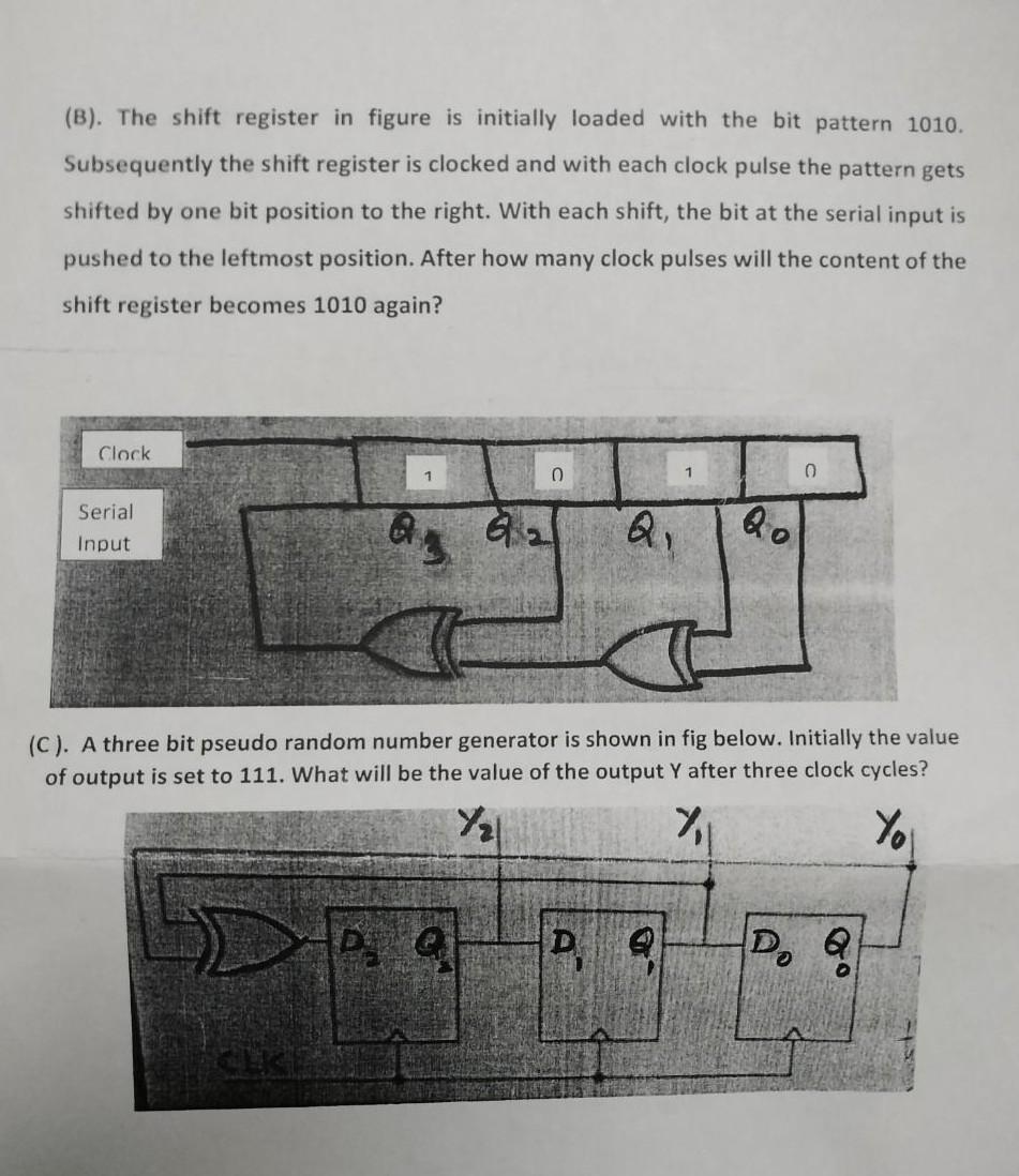 Solved (B). The shift register in figure is initially loaded | Chegg.com