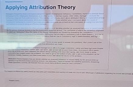 Solved Applying Attribution Theory an | Chegg.com