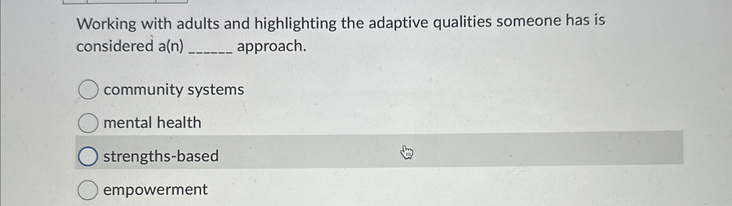 Solved Working with adults and highlighting the adaptive | Chegg.com