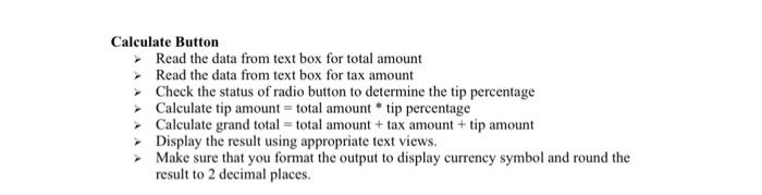 Solved Tip Calculator App can be used to calculate tip | Chegg.com