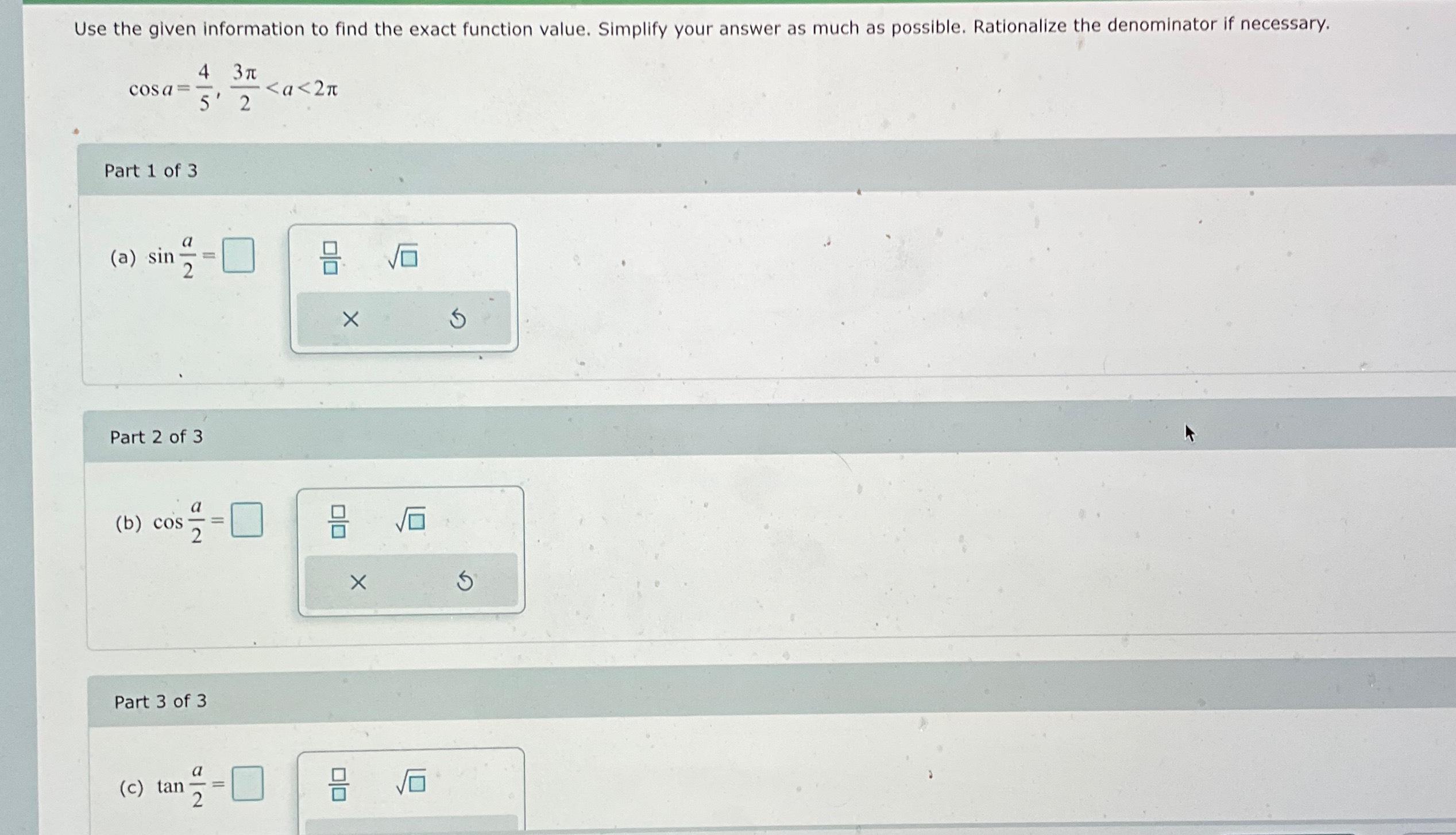 Solved Use the given information to find the exact function | Chegg.com