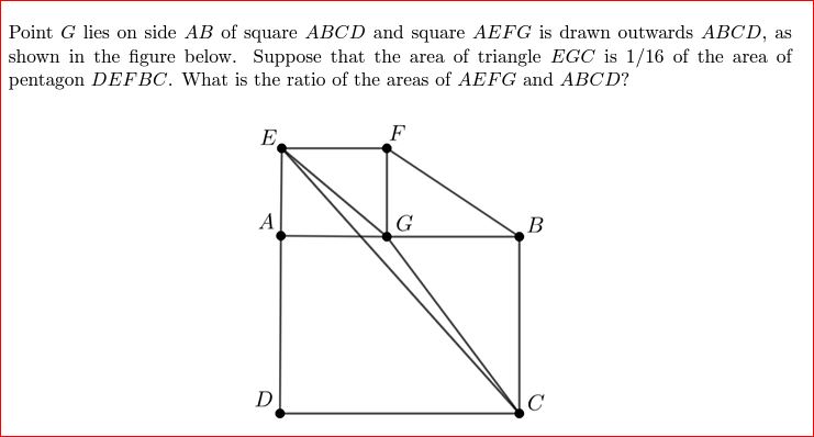 Point G ﻿lies on side AB ﻿of square ABCD and square | Chegg.com