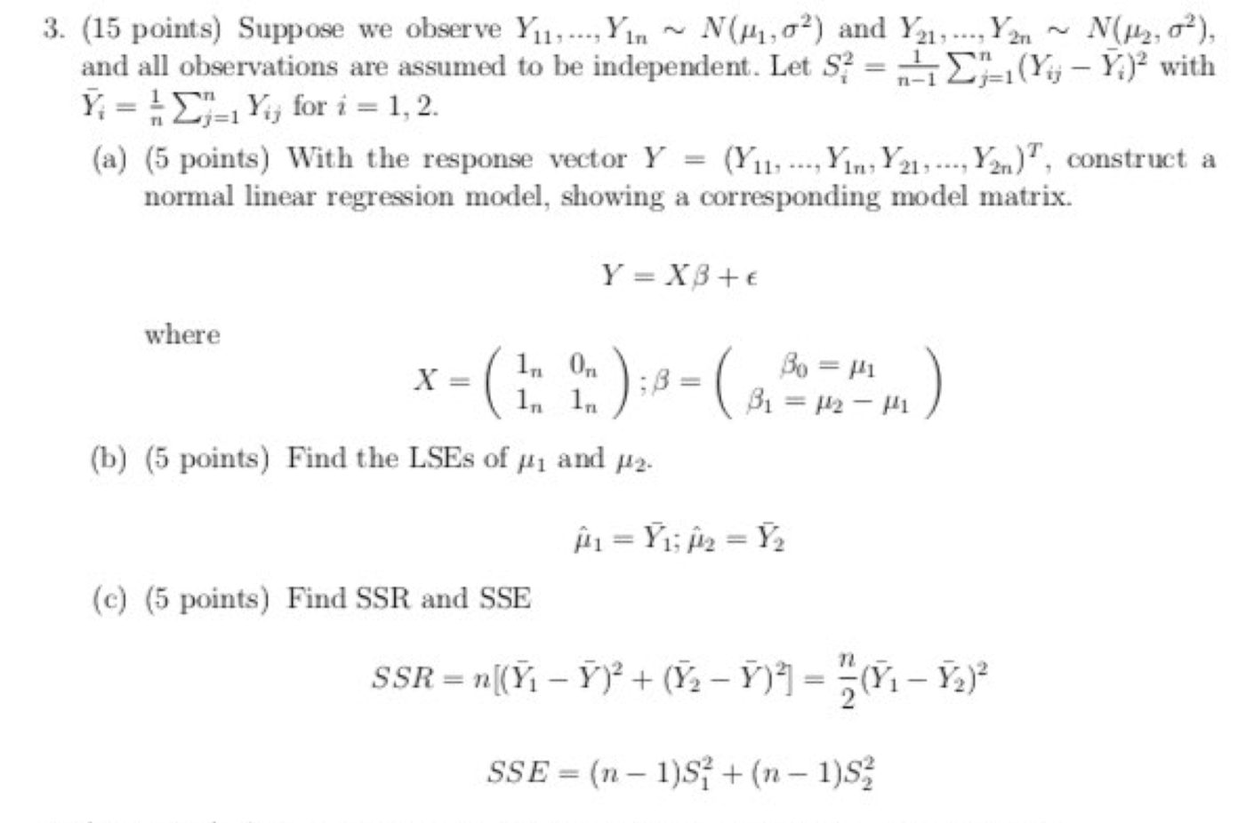 Solved (15 points) Suppose we observe | Chegg.com Solved (15 points) Suppose we observe | Chegg.com