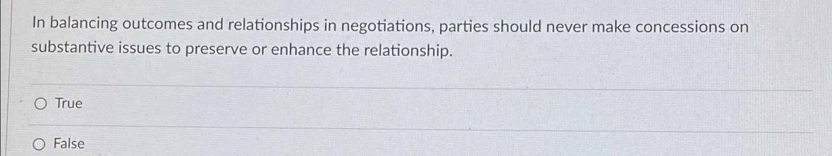 Solved In balancing outcomes and relationships in | Chegg.com