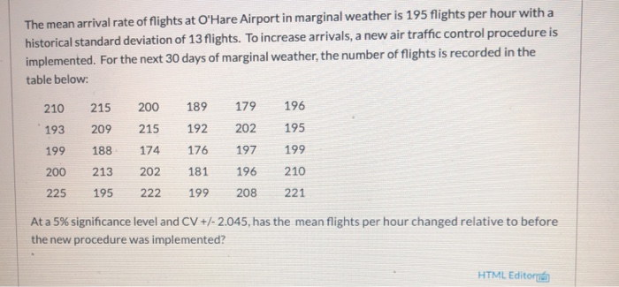 Solved The mean arrival rate of flights at O'Hare Airport in | Chegg.com
