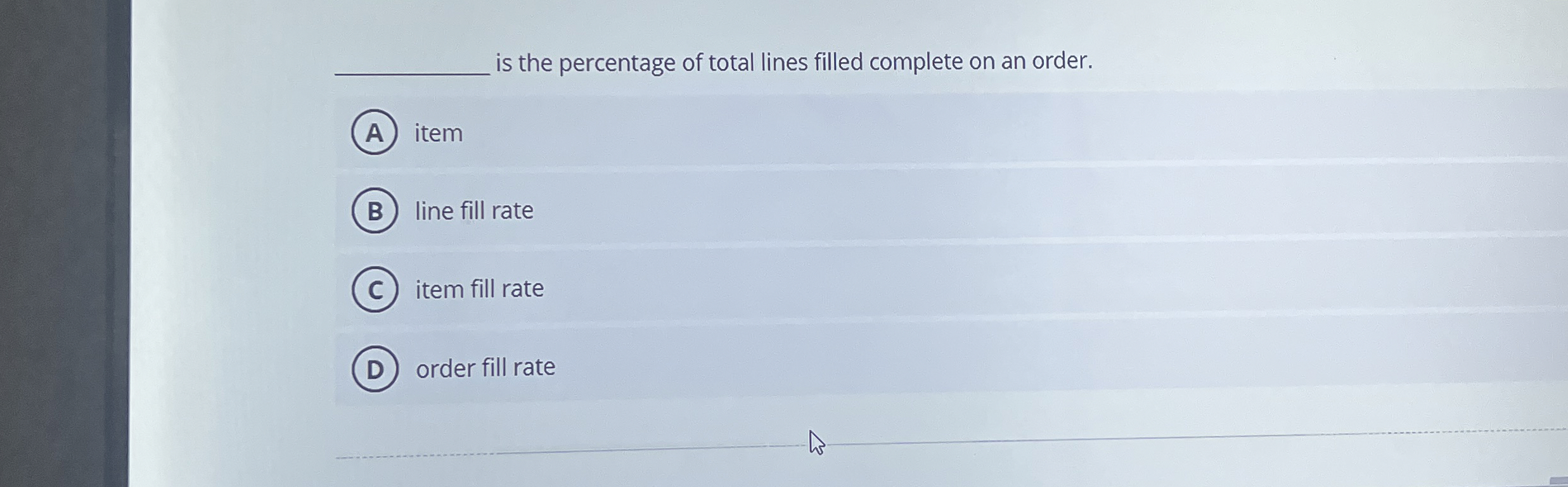 Solved q, ﻿is the percentage of total lines filled complete | Chegg.com