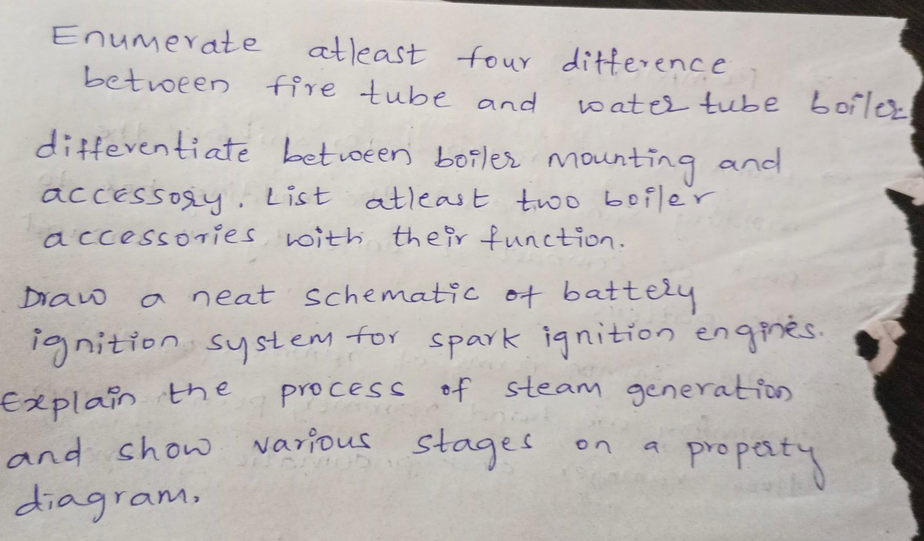 Solved Enumerate atleast four difference between fire tube | Chegg.com
