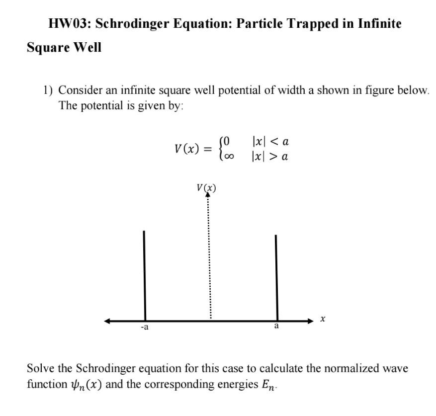 Solved HW03: Schrodinger Equation: Particle Trapped in | Chegg.com