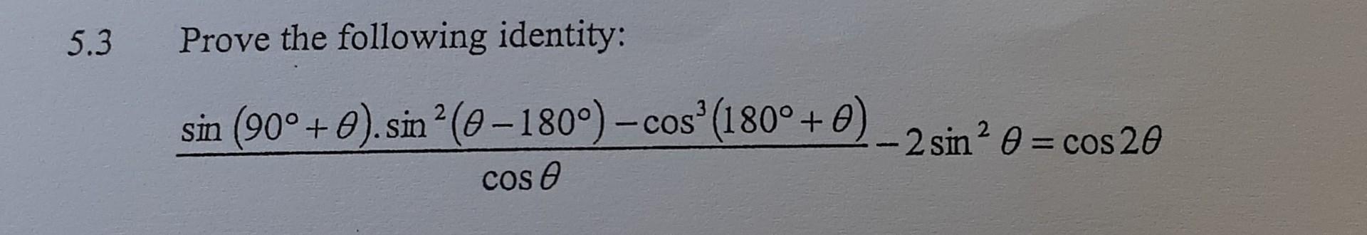 Solved 5.3 Prove the following identity: | Chegg.com