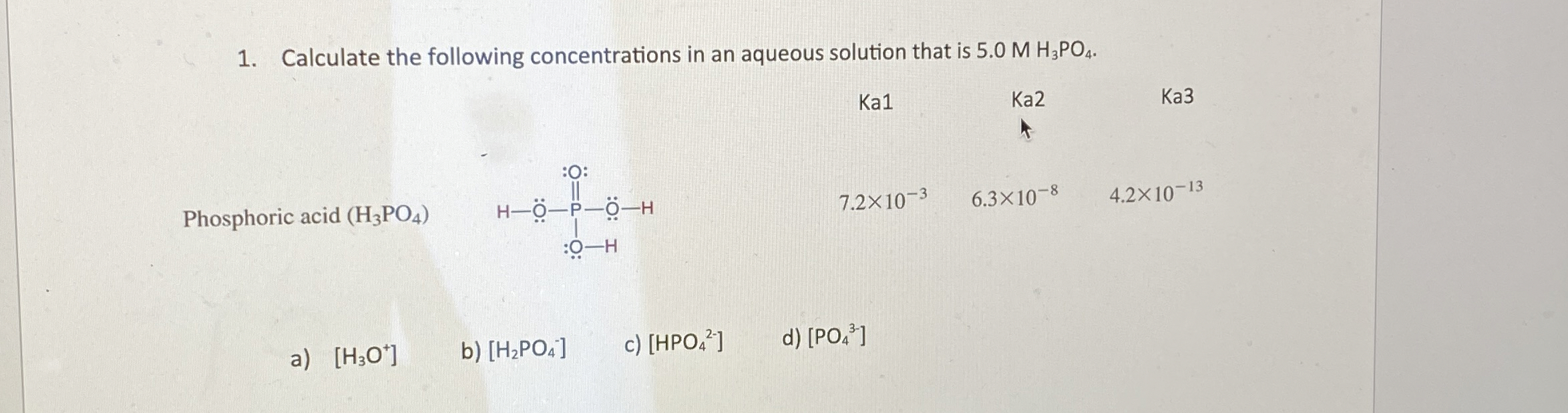 Solved Calculate the following concentrations in an aqueous | Chegg.com