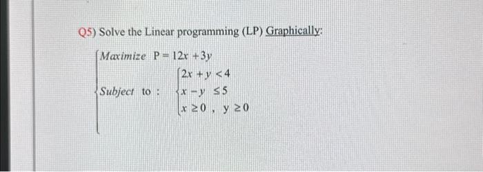 Solved Q5 Solve The Linear Programming Lp Graphically