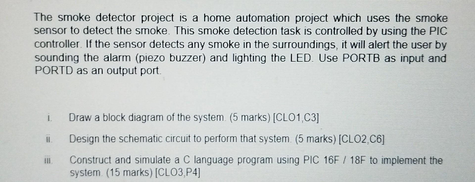 Solved The smoke detector project is a home automation | Chegg.com
