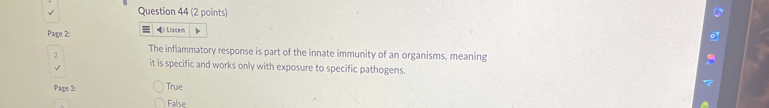 Solved Question 44 (2 ﻿points)Page 2: 2The inflammatory | Chegg.com