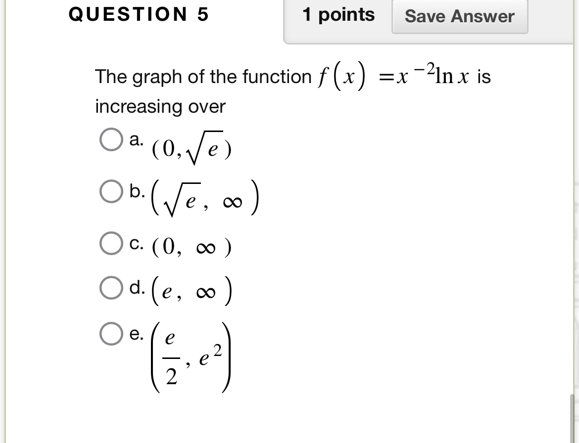 Solved QUESTION 51 ﻿pointsThe graph of the function | Chegg.com