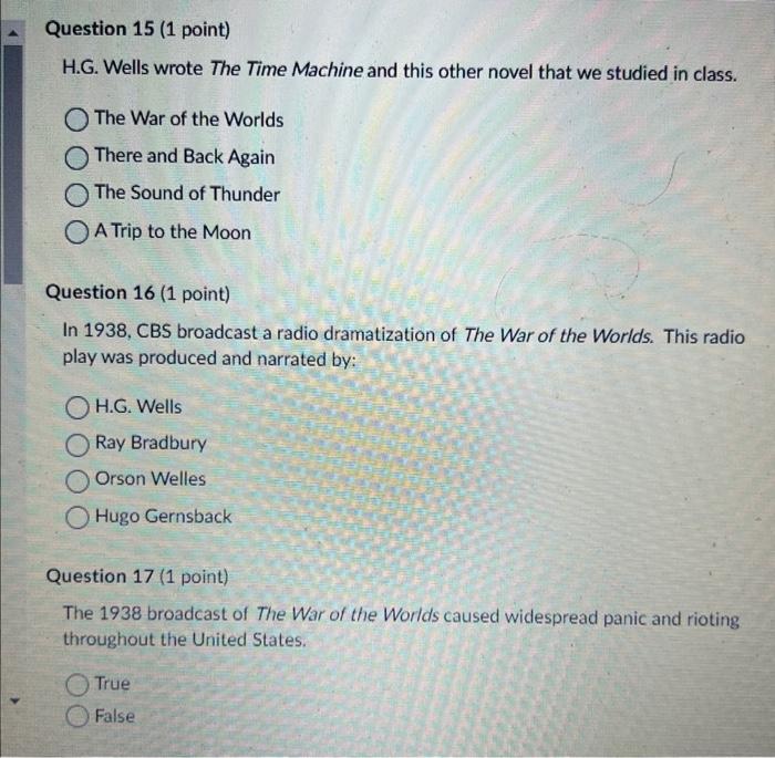 Solved H.G. Wells wrote The Time Machine and this other | Chegg.com