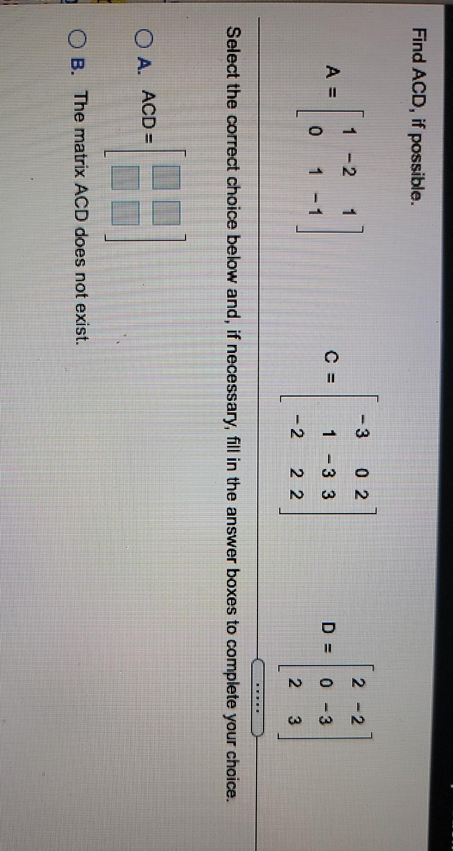 Solved Find ACD, if possible. 02 2 - 2 1 - 3 3 0 በብ 1 1 - 2 | Chegg.com