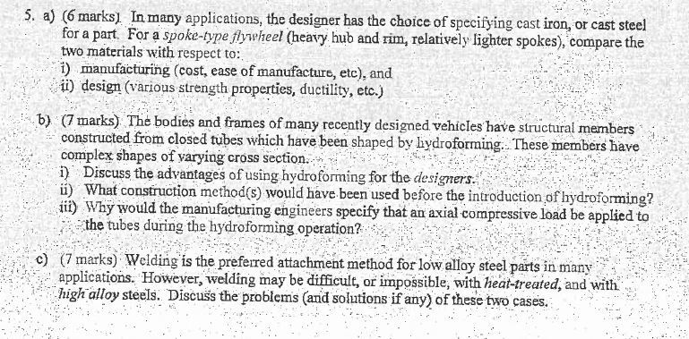 Solved 5. ﻿a) (6 ﻿marks). ﻿In many applications, the | Chegg.com