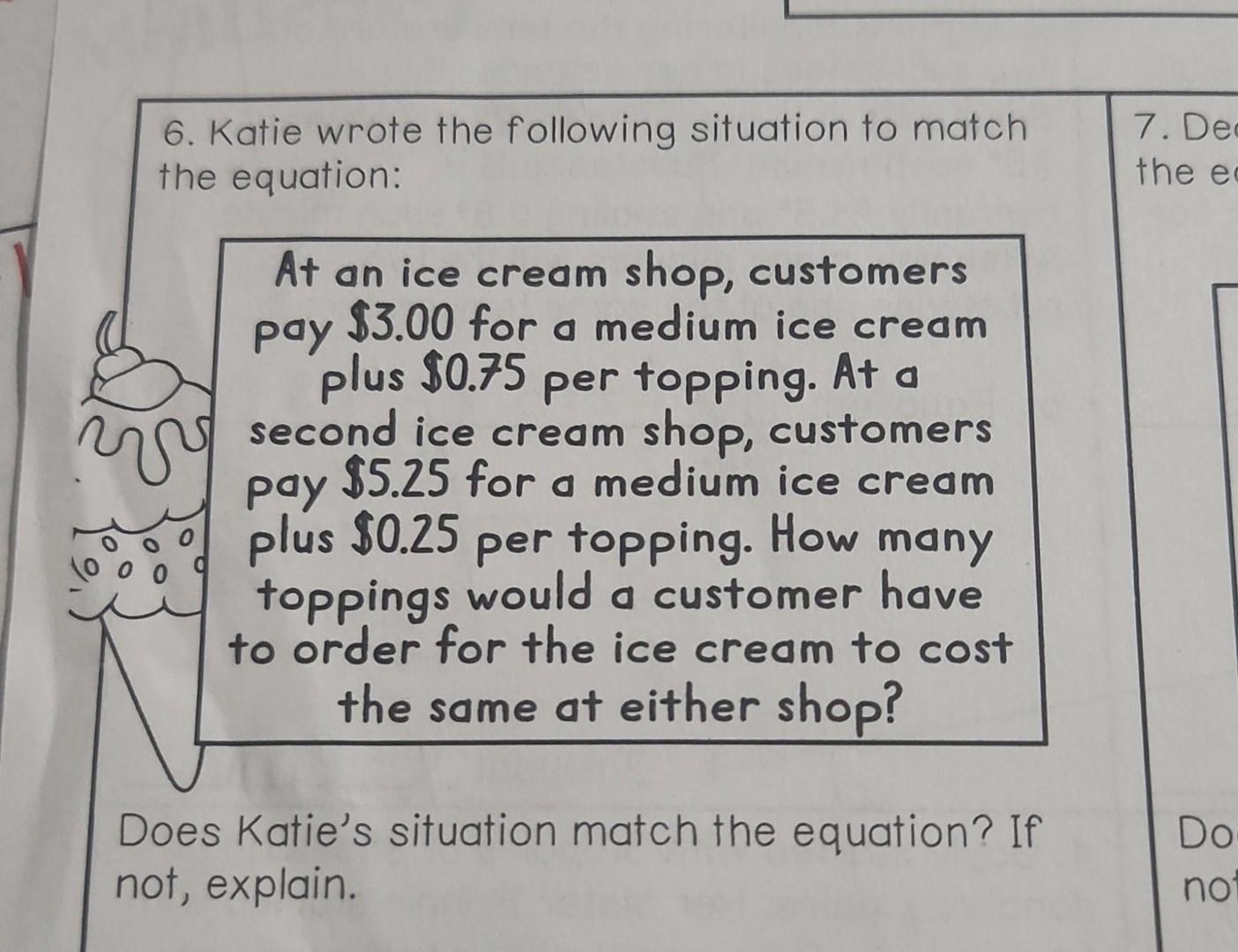 Solved 6. Katie wrote the following situation to match the | Chegg.com