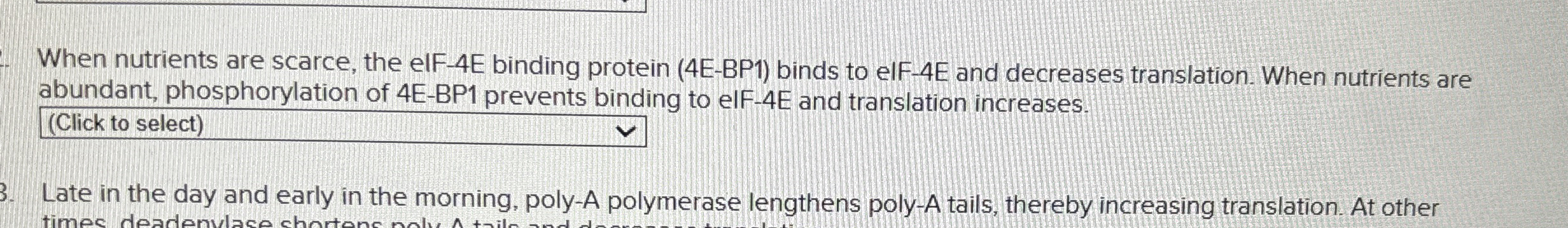 Solved When nutrients are scarce, the elF-4E binding protein | Chegg.com