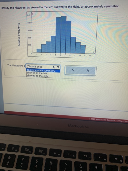 Solved Classify the histogram as skewed to the left, skewed | Chegg.com