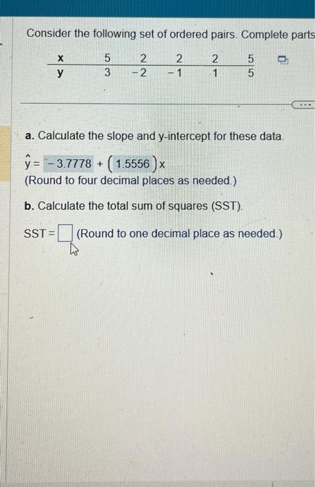 Solved Consider the following set of ordered pairs. Complete | Chegg.com