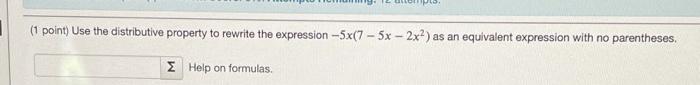 Solved use a distributive property to rewrite the expression | Chegg.com