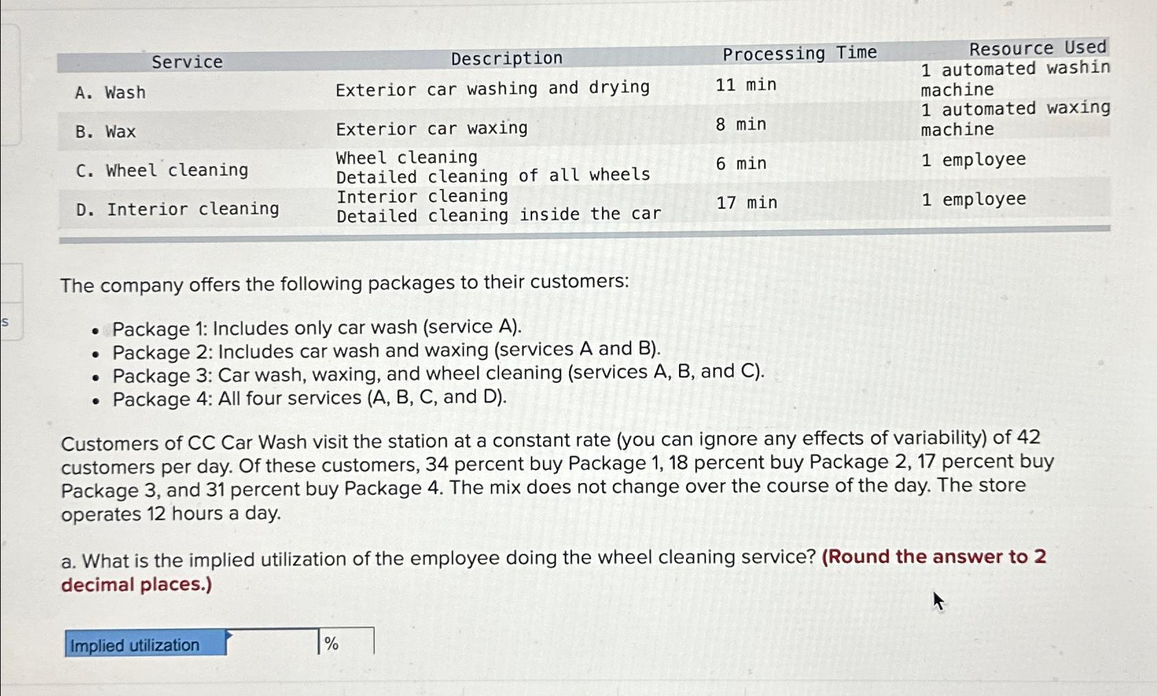 Solved \table[[Service,Description,Processing | Chegg.com